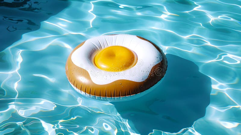 Floating Breakfast Inflatable Pool Ring Shaped Like a Fried Egg Basks ...
