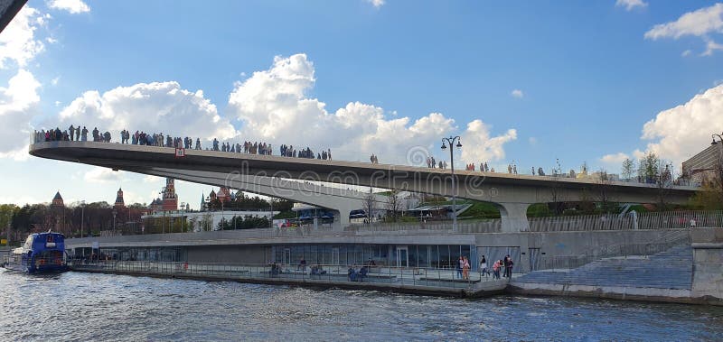 Floating Bridge Over the River Editorial Image - Image of park, nature ...