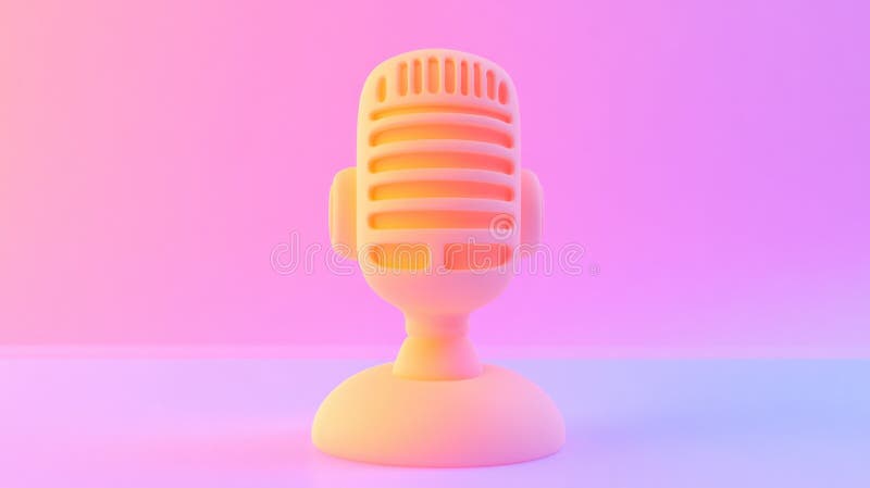Floating Broadcast Microphone in Clean 3D Illustration Style on White ...