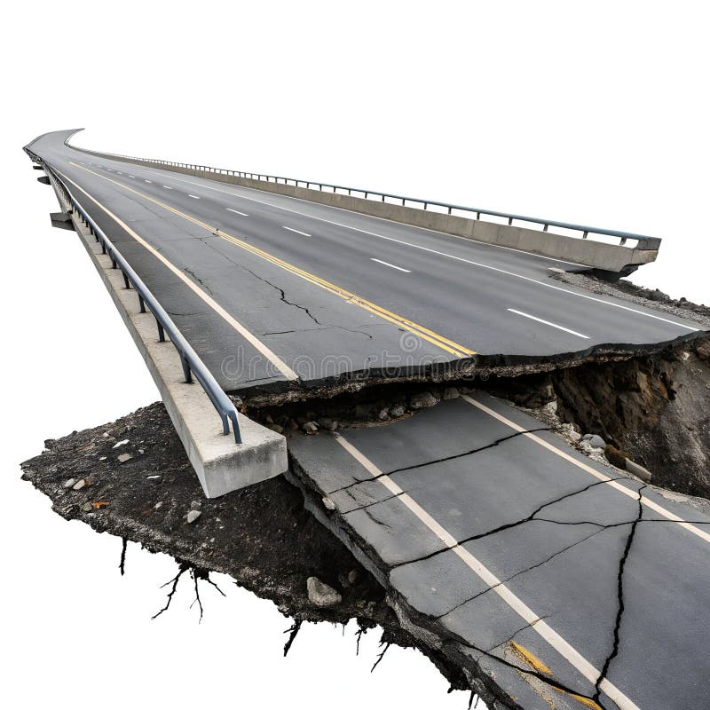 Floating Broken Highway Isolated on White Background Stock Illustration ...