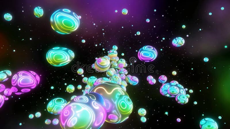Floating Bubble Planets in a Vibrant Space World Stock Video - Video of ...