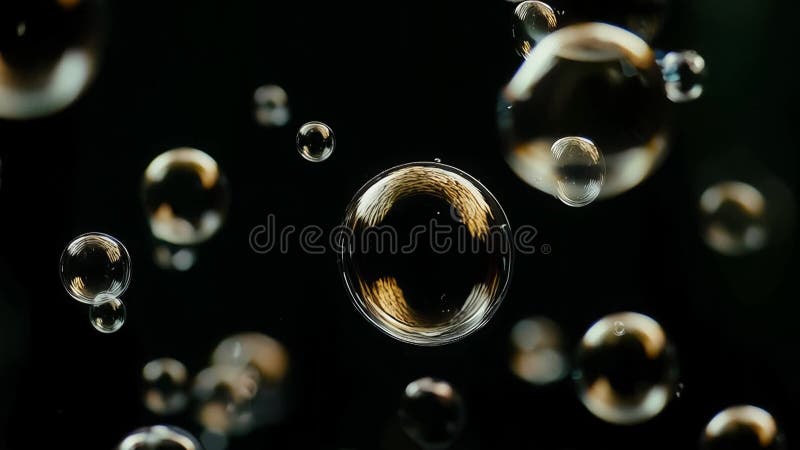 Aesthetic Display of Floating Bubbles in Dark Water Environment Stock ...