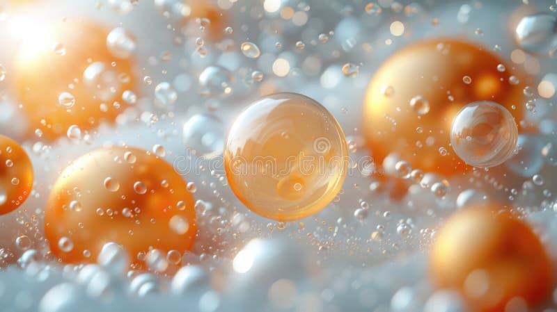 Floating Bubbles Effervesce in the Air. Generative AI. Stock ...