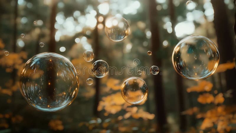 Floating Bubbles in a Golden Forest Under Gentle Sunlight Stock Footage ...