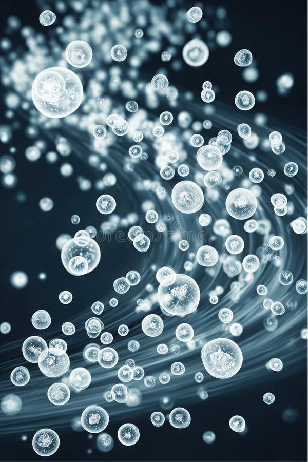 Floating Bubbles with Light Trails on a Dark Background Creates a ...