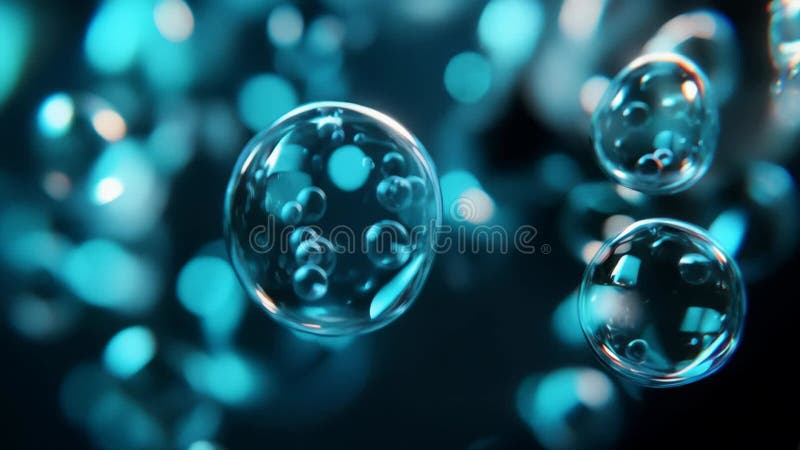 Vibrant Floating Bubbles in a Blue Liquid Environment Stock Footage ...