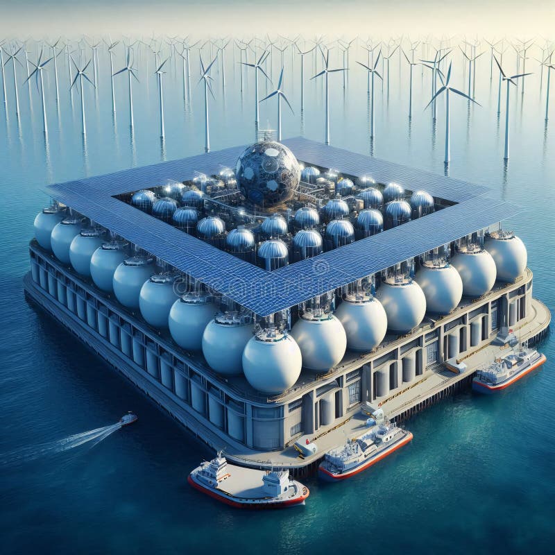 Floating Building with Tanks on Top Generative for AI Stock ...