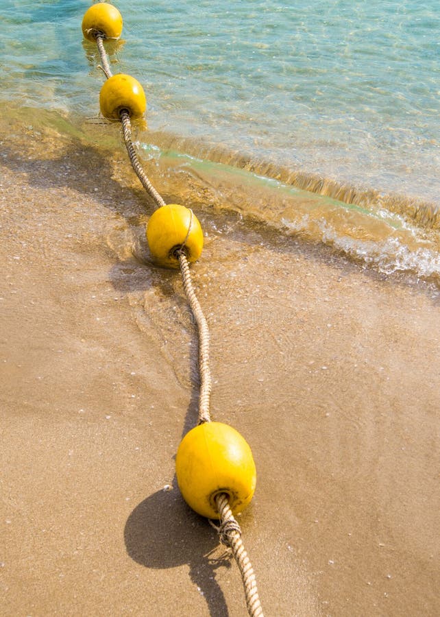 Floating Buoy and Rope Dividing the Area on Beach Stock Image - Image ...