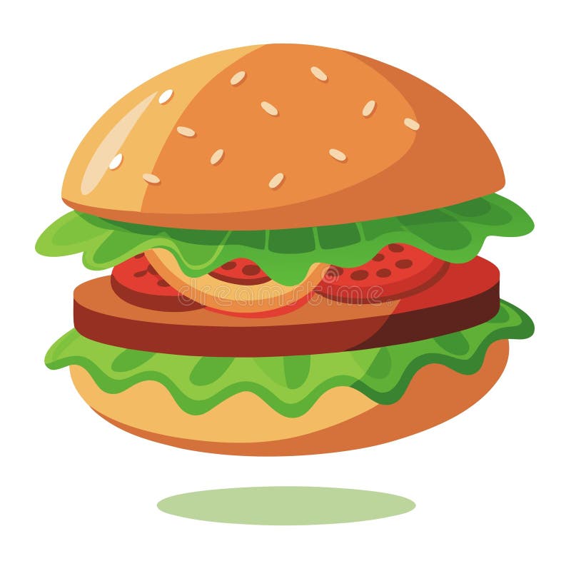 Floating Burger Isolated on White Background. Ingredients of a ...