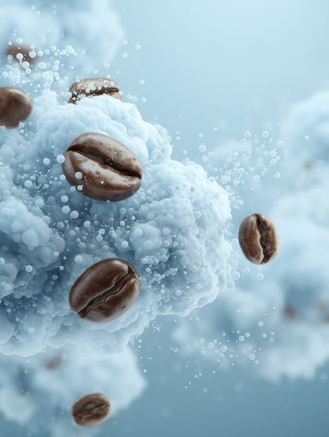 Floating Caffeine Molecules Blend Seamlessly into Soft Clouds, Creating ...
