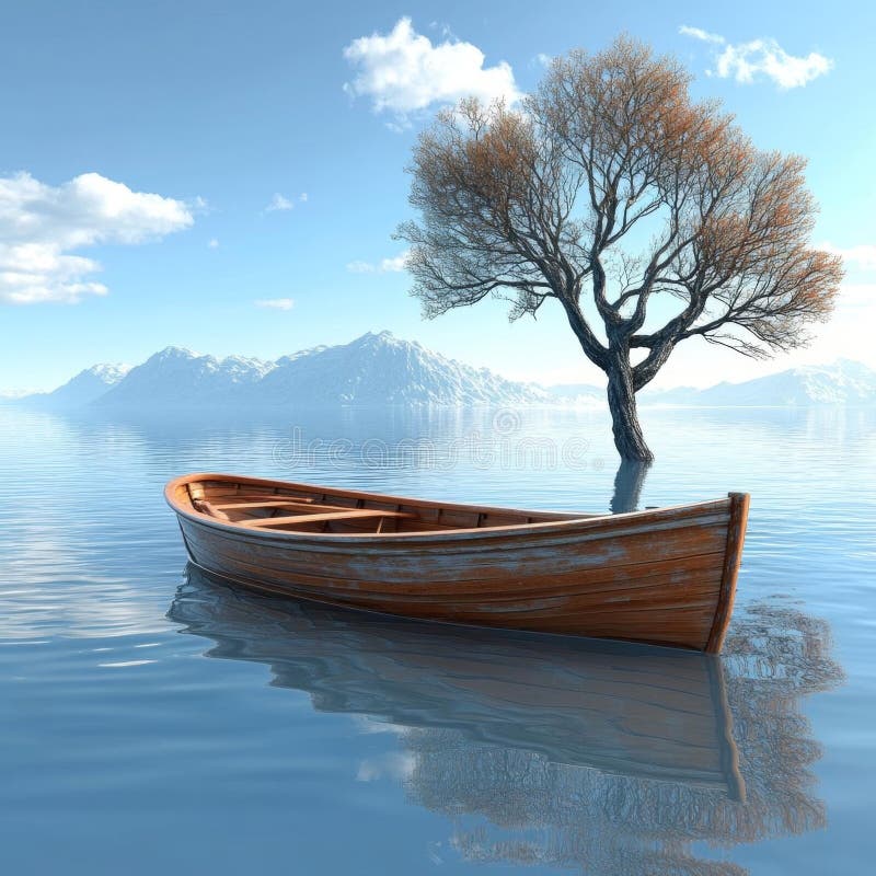 Floating in a Calm Lake, Natures Embrace, Rejuvenating Scene, 3D ...