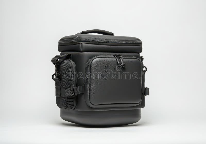 A Floating Camera Bag with Padded Compartments, on a Solid White ...
