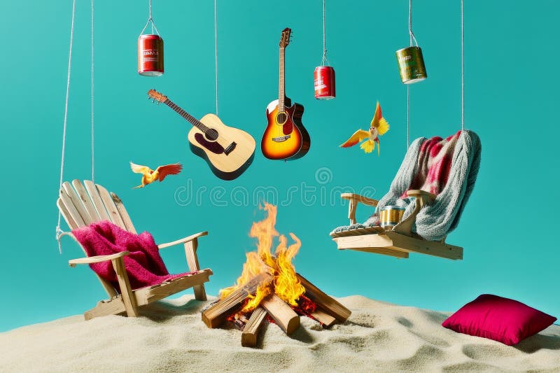 Floating Campfire Magic with Guitars and Birds Creates a Whimsical ...