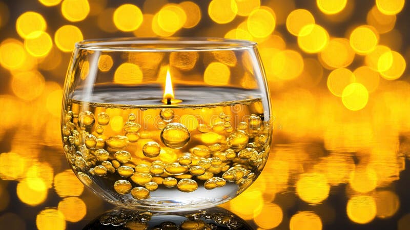 Floating Candle, Glass, Bubbles, Gold Bokeh, Spa, Relaxation Stock ...