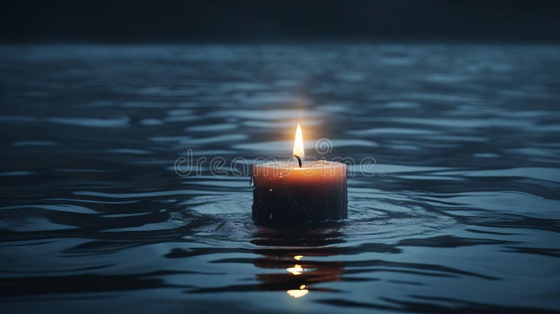 A Floating Candle on Water Surface Stock Photo - Image of element ...