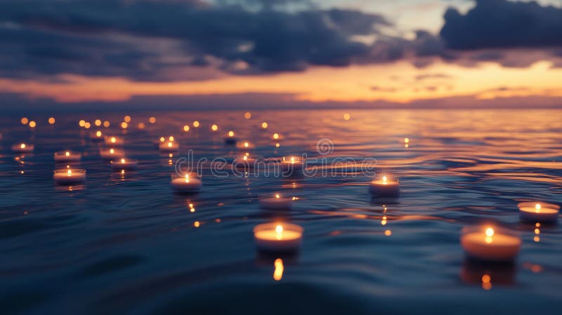 Floating Candles Calm Sea Sunset Stock Photos - Free & Royalty-Free ...