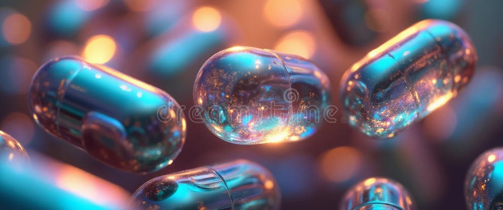 Floating Capsules Illuminated by Soft Light Stock Image - Image of ...