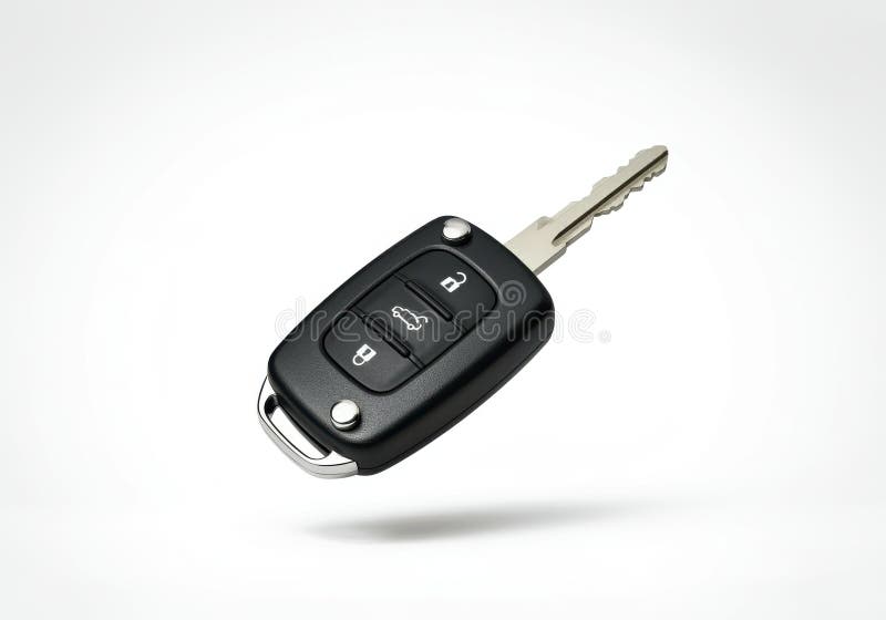 A Floating Car Key with Remote Buttons, on a Solid White Background ...