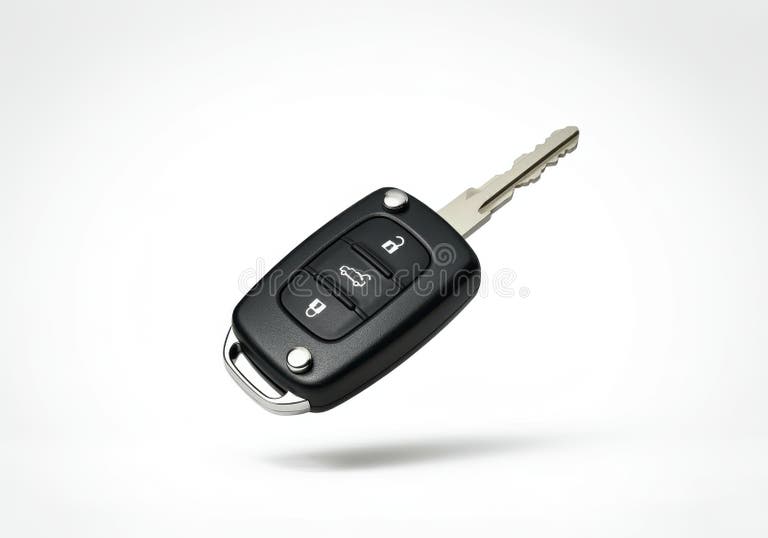 A Floating Car Key with Remote Buttons, on a Solid White Background ...