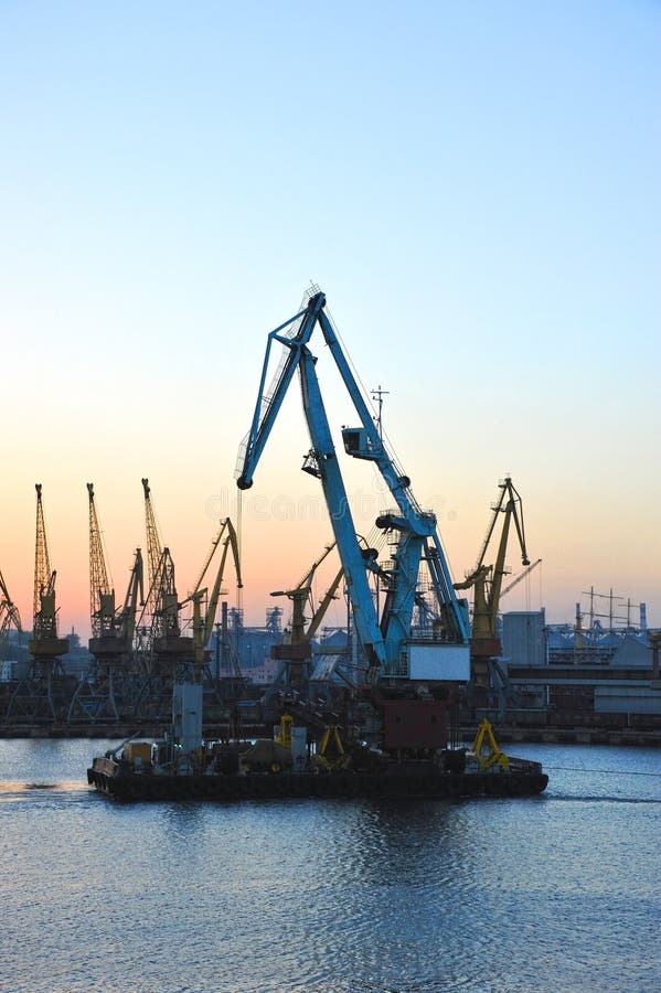 Floating Cargo Crane at Sunset Stock Image - Image of float, industry ...