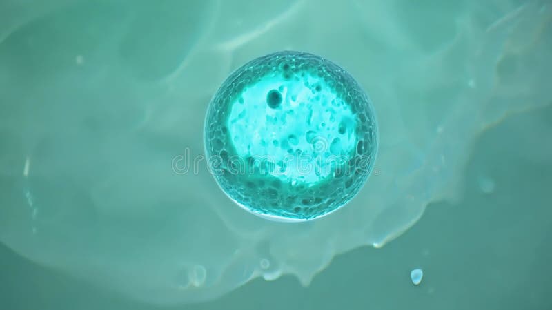 A Glowing Blue Cell Under a Microscope, Animated To Show Internal ...