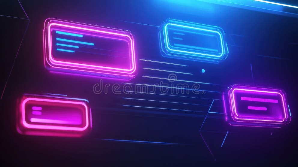 Floating Chat Interface with Glowing Message Bubbles and Vibrant ...