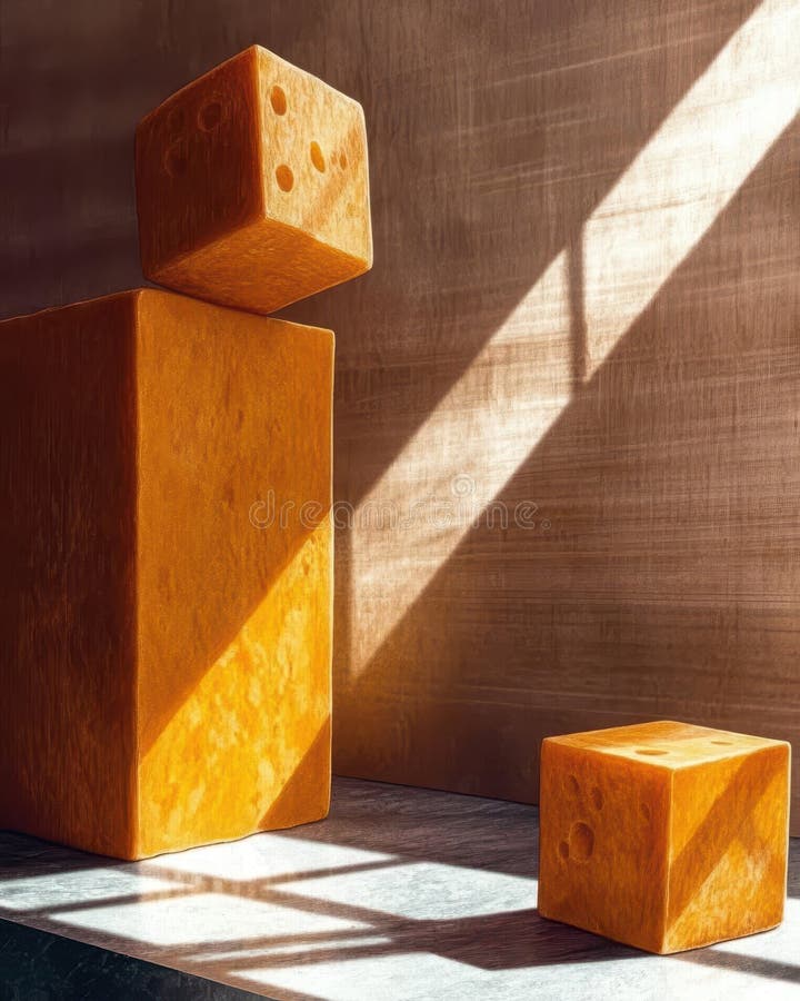 Floating Cheddar Cheese Cube Exhibits Minimalism and Simplicity in an ...