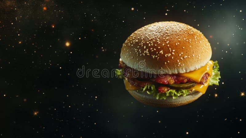 Floating Cheeseburger Bacon Lettuce Space Stock Photos - Free & Royalty ...