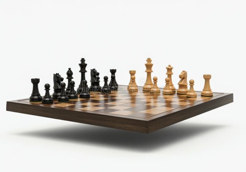 A Floating Chessboard with Neatly Placed Pieces, Perfectly Horizontal ...