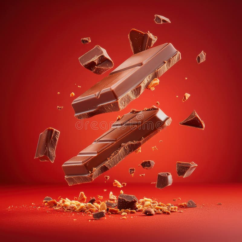 Floating Chocolate Bar in a Vibrant Surrounding Stock Illustration ...
