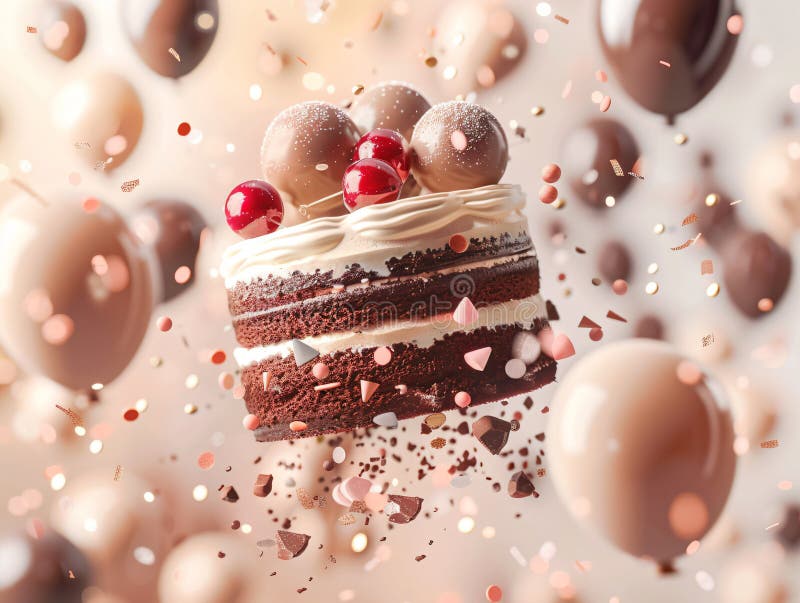 Floating Chocolate Cake. Sweet Moments Stock Illustration ...