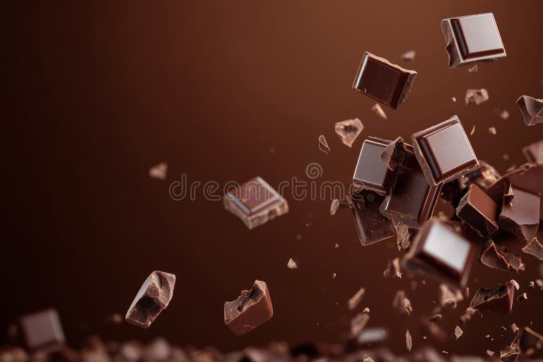 Floating Chocolate Chunks in Motion with Warm Ambient Light. Neural ...