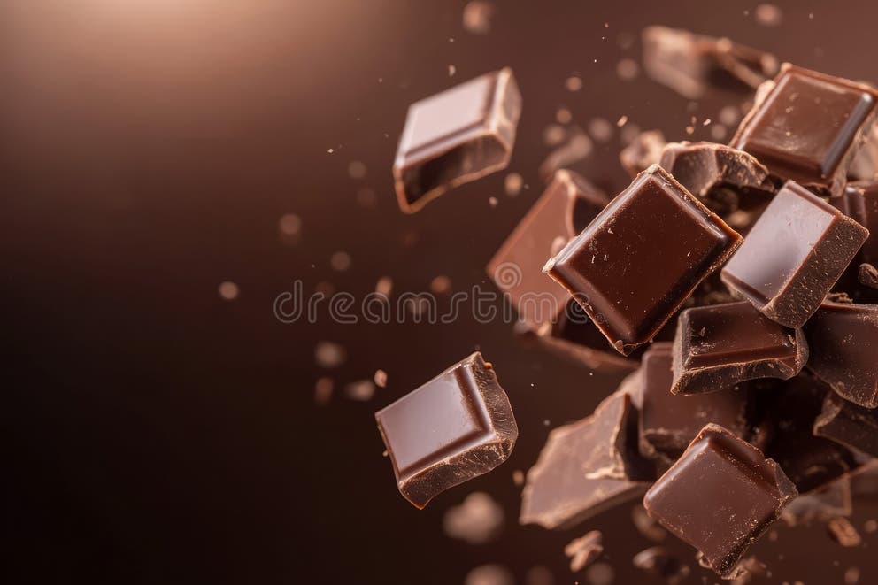 Floating Chocolate Chunks in Motion with Warm Ambient Light. Neural ...