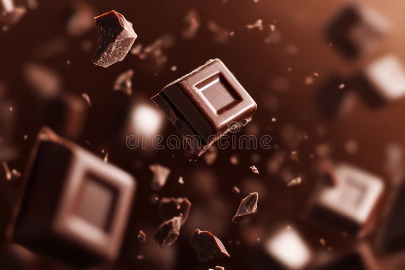 Floating Chocolate Chunks in Motion with Warm Ambient Light. Neural ...