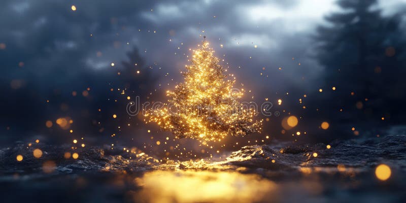 A Floating Christmas Tree Made of Sparkling Lights for Holiday Fantasy ...