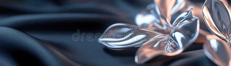 Floating Chrome Botanical Shapes Create a Striking Contrast Against a ...