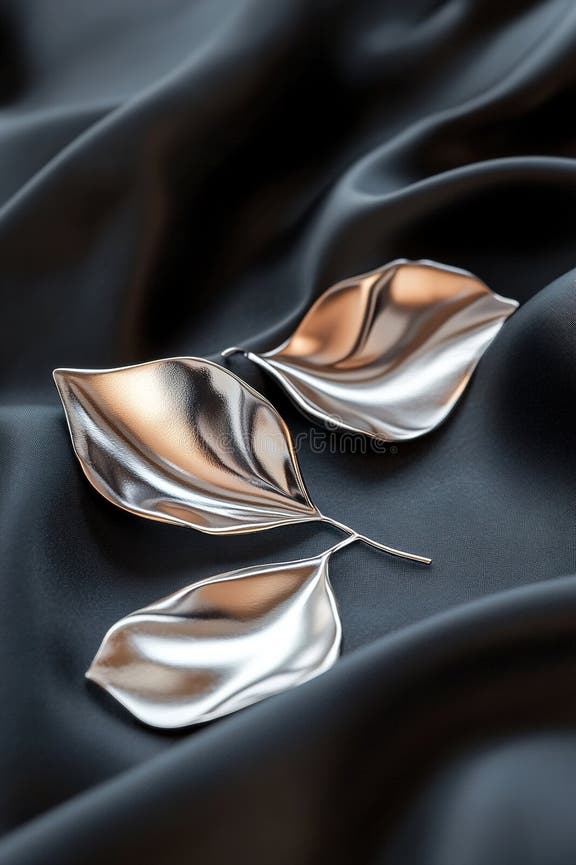 Floating Chrome Botanical Shapes Create a Striking Visual Against a ...