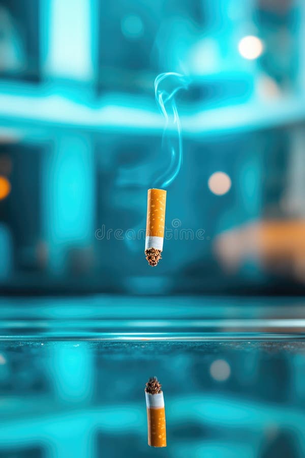 Floating Cigarette with Smoke in Blue Ambient Light Stock Photo - Image ...