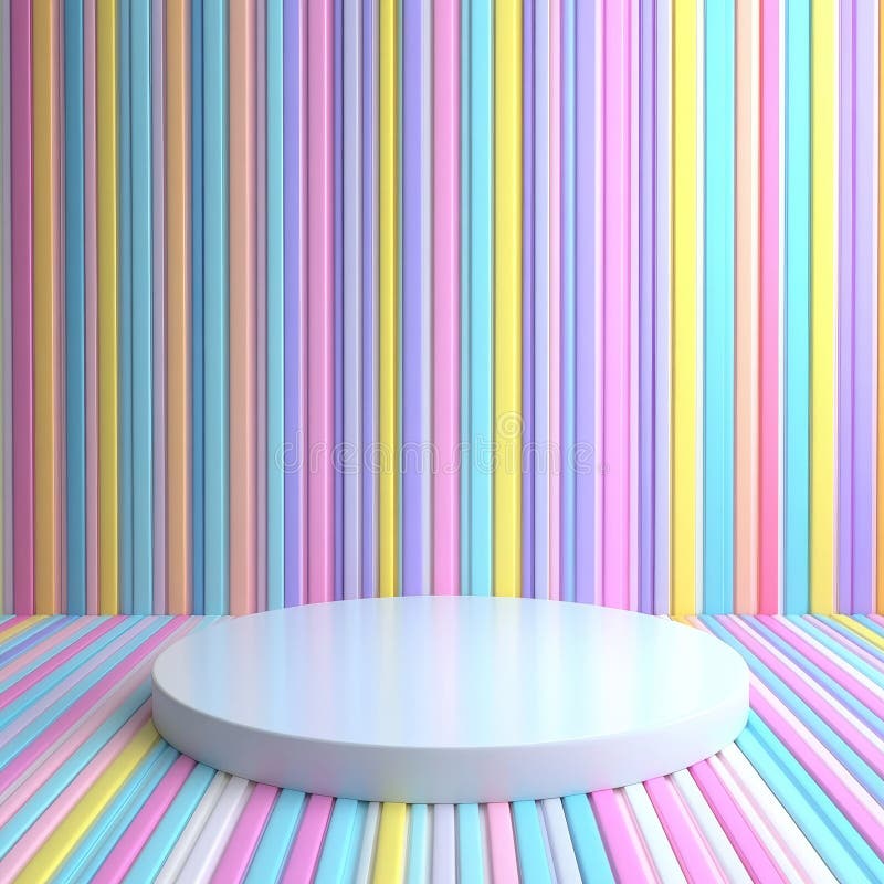 A Floating Circular Product Stand with Gentle Shadow Reflections, a ...