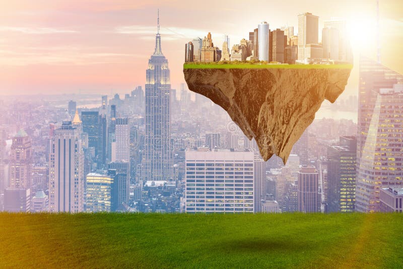 The Floating City in Urban Planning Concept Stock Illustration ...