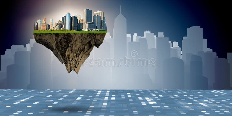 The Floating City in Urban Planning Concept Stock Illustration ...