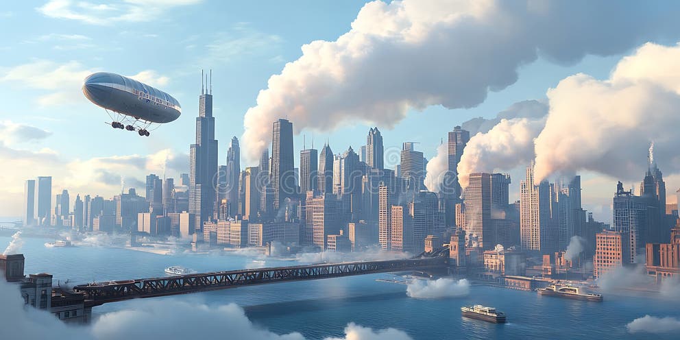 Floating Cityscape Cloudscape Metropolis Artwork Stock Illustration ...