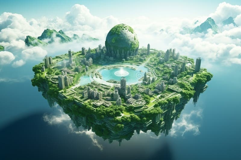 Floating Civilization in Sky Stock Photo - Image of eternity, romantic ...