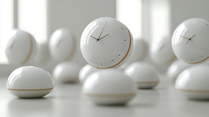 Floating Clocks in Modern Abstract Space. Stock Illustration ...