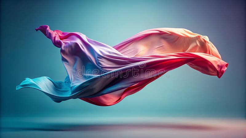 Floating Cloth in Dynamic Movement Over Gradient Background AI ...