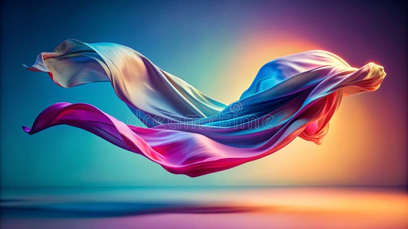 Floating Cloth in Dynamic Movement Over Gradient Background Generative ...