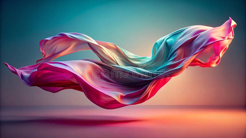 Floating Cloth in Dynamic Movement Over Gradient Background Generative ...