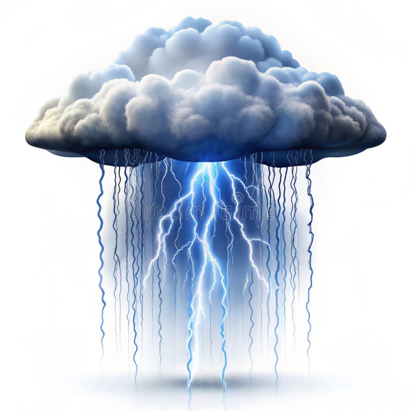 Floating Cloud with Animated Rainfall and Lightning Stock Illustration ...