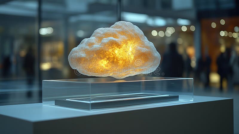 Floating Cloud Sculpture on Display Stock Illustration - Illustration ...