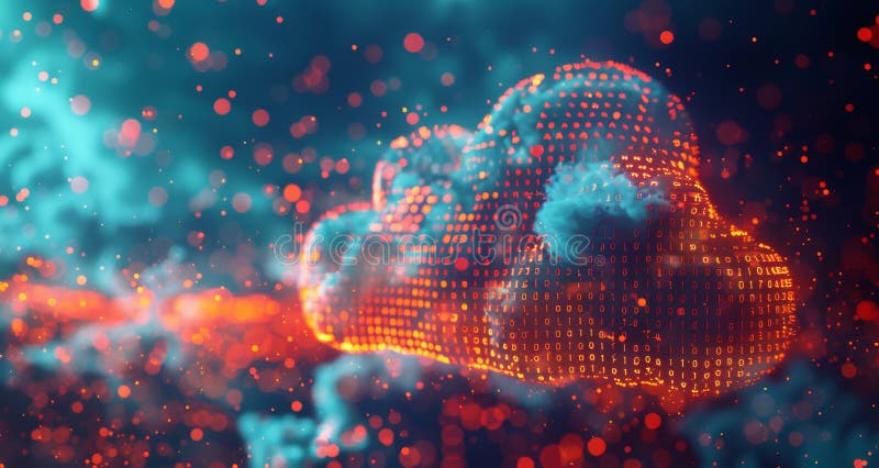 Floating Cloud Surrounded by Lines and Dots Stock Image - Image of ...